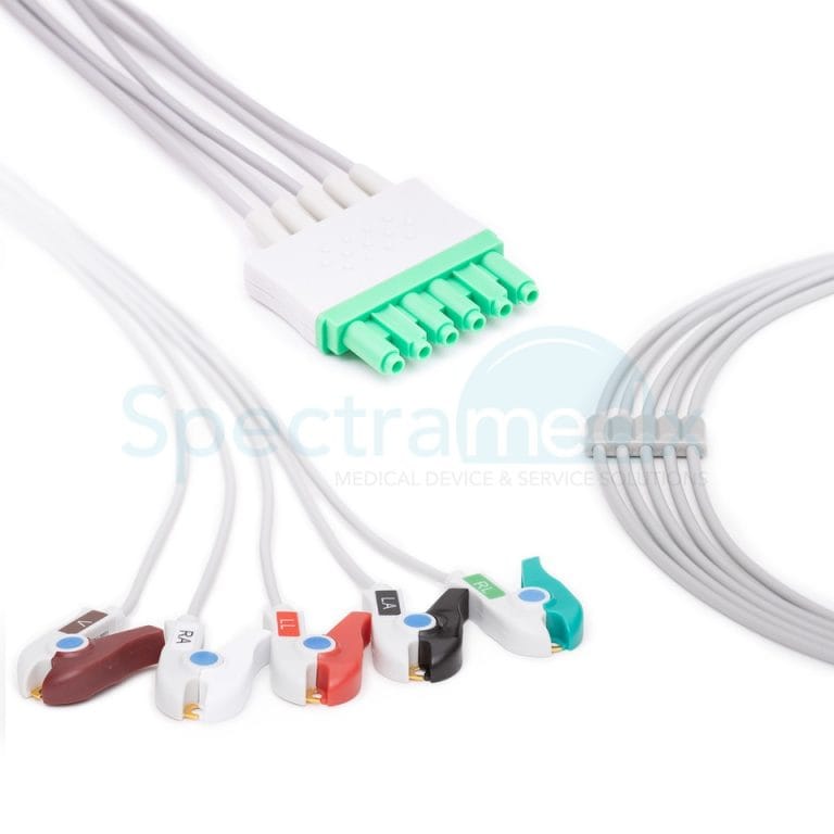 Draeger Compatible non-OEM 5-lead ECG leads, Grabber, AHA - Spectramedx